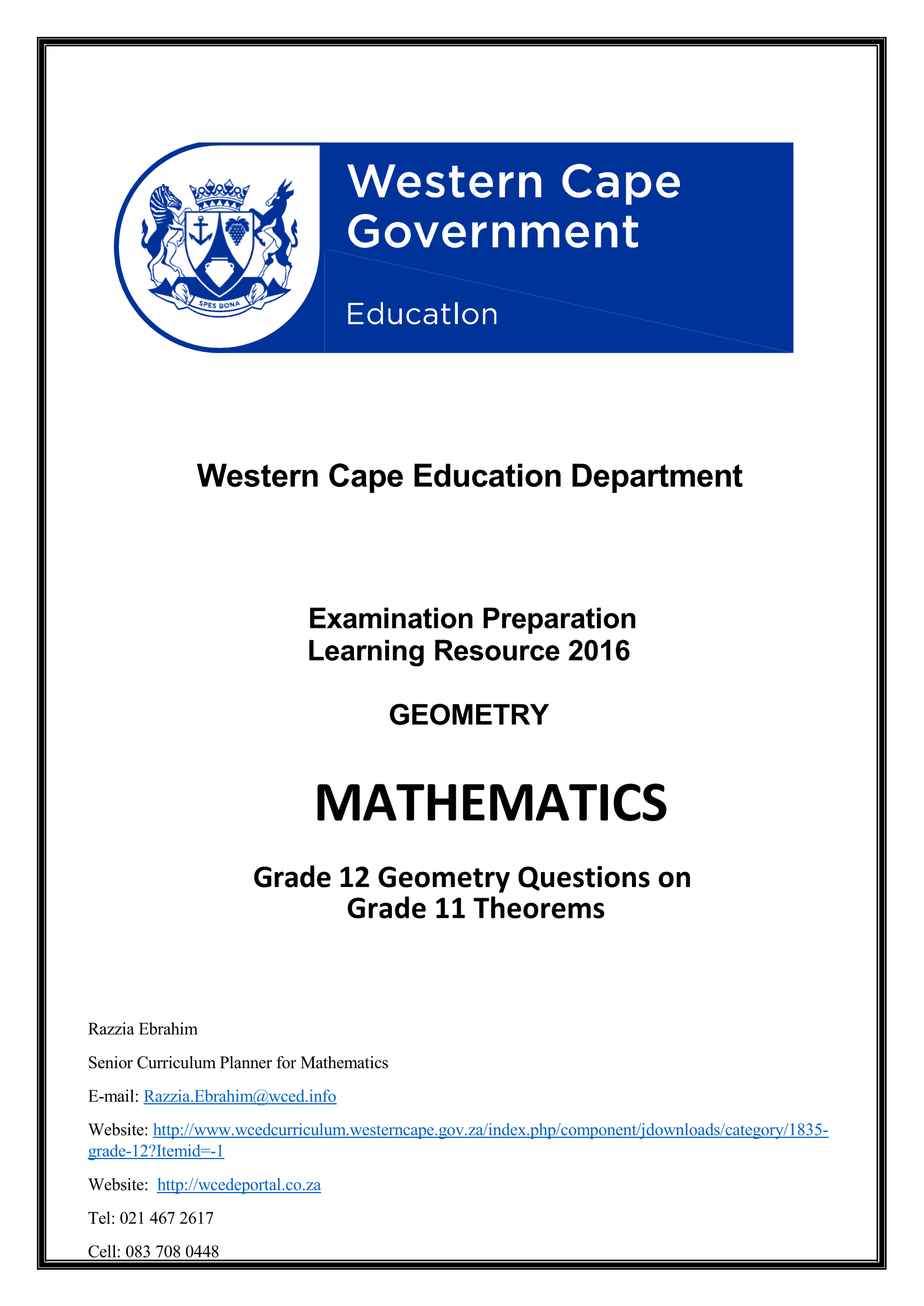 Grade 11 Euclidean Geometry Worksheet Grade 11 Euclidean Geometry Worksheet